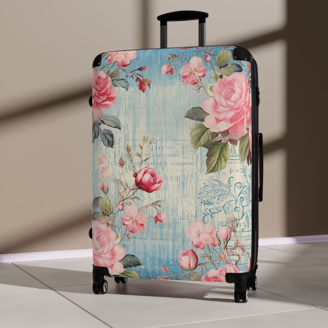 Vintage Rose Floral Luggage Set: Designer Suitcases, Travel Accessories ...