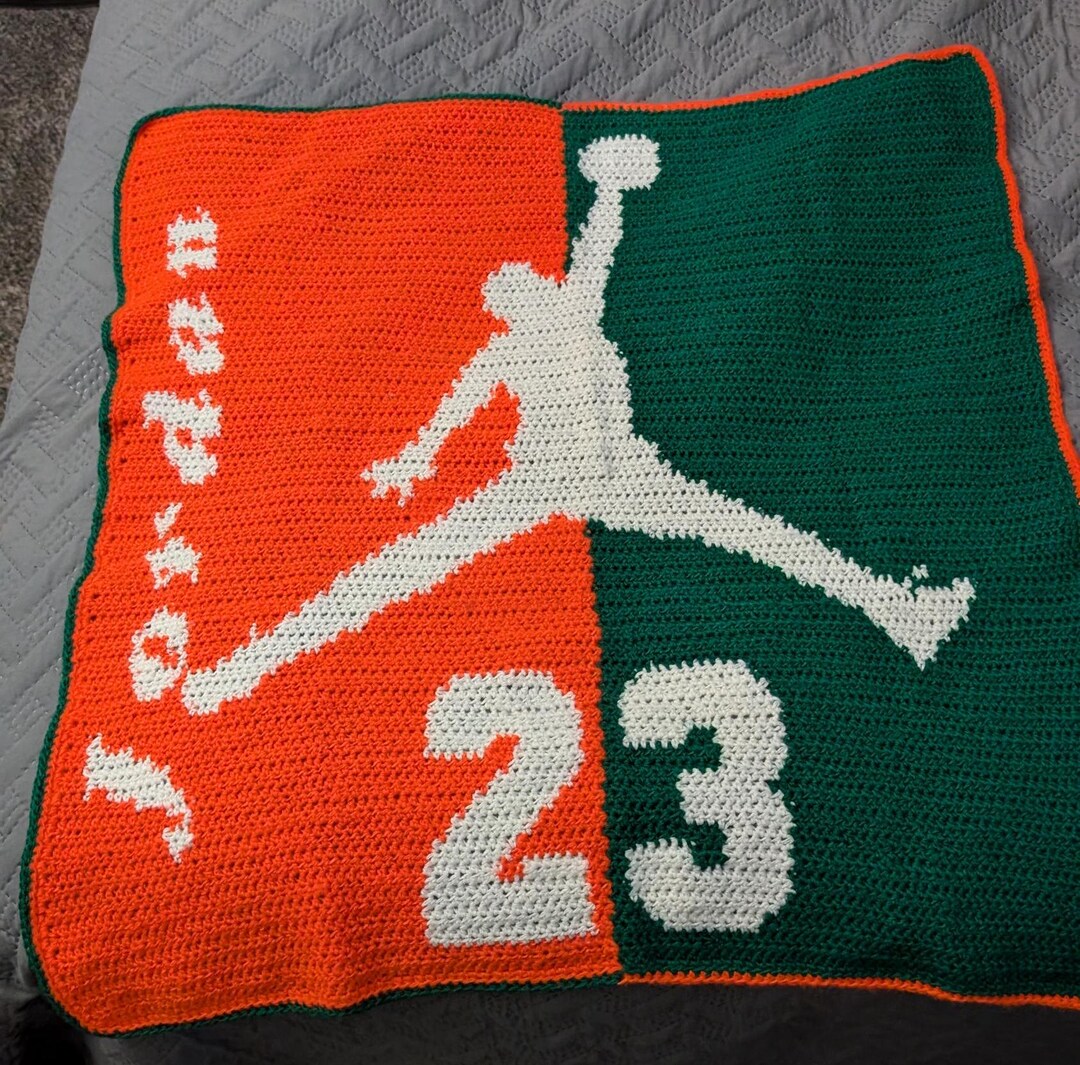 Orange/white/green Michael Jordan Throw - Etsy