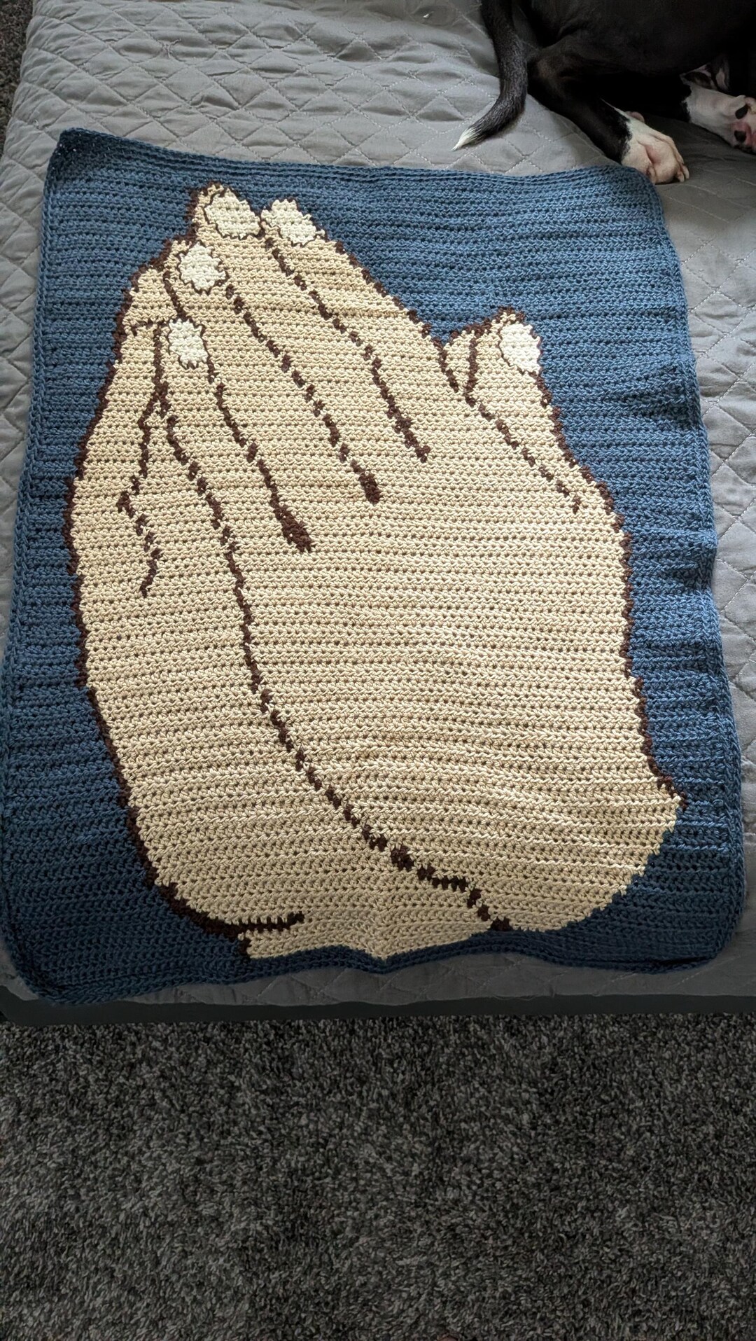 Praying Hands Blue and Beige - Etsy