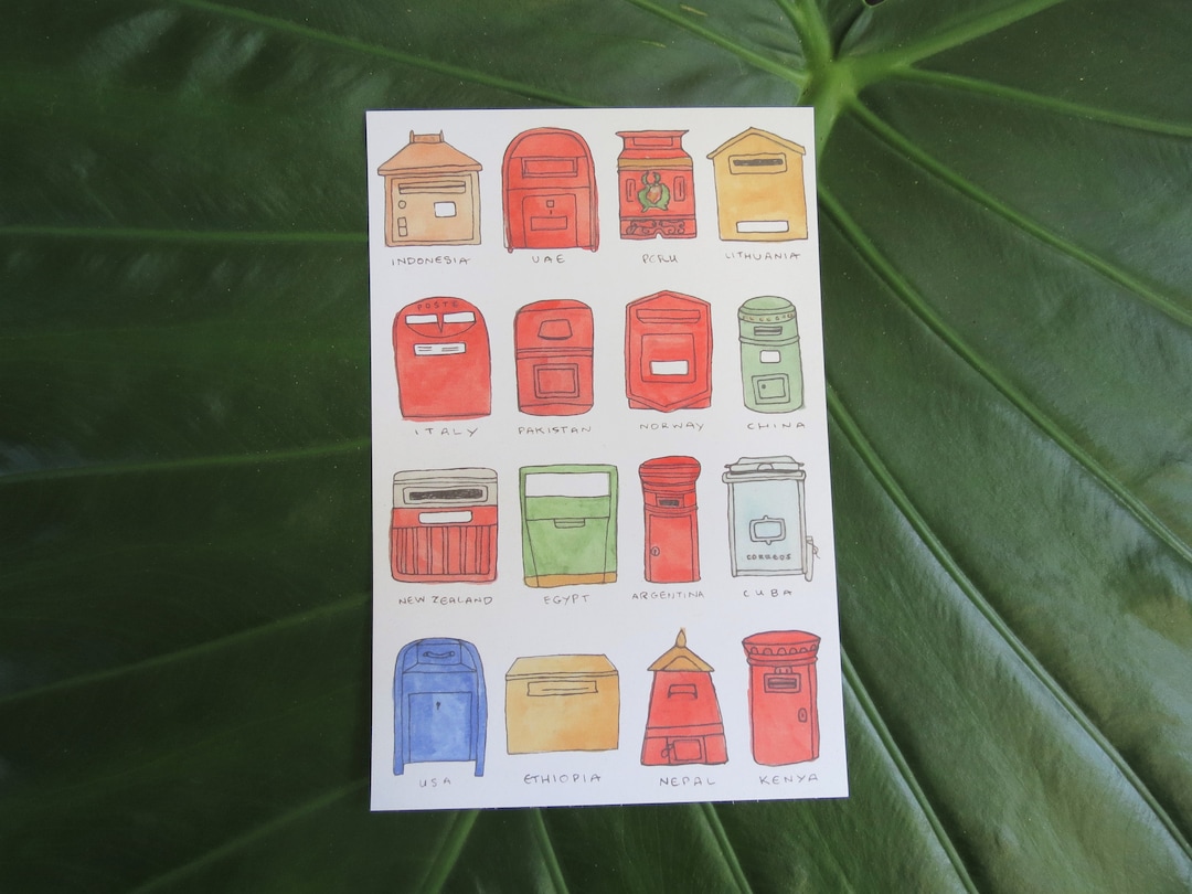 Postboxes & Mailboxes Around the World Postcard - Etsy