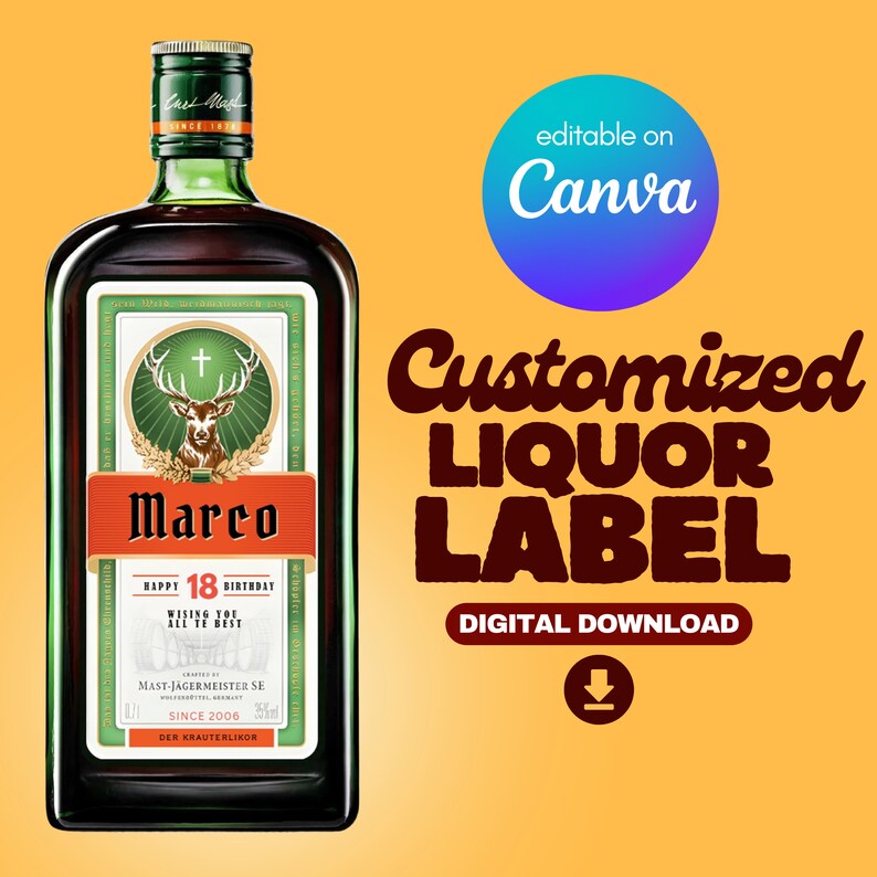 Printable Liqueur Label Custom Digital Download Groomsmen Gift ...