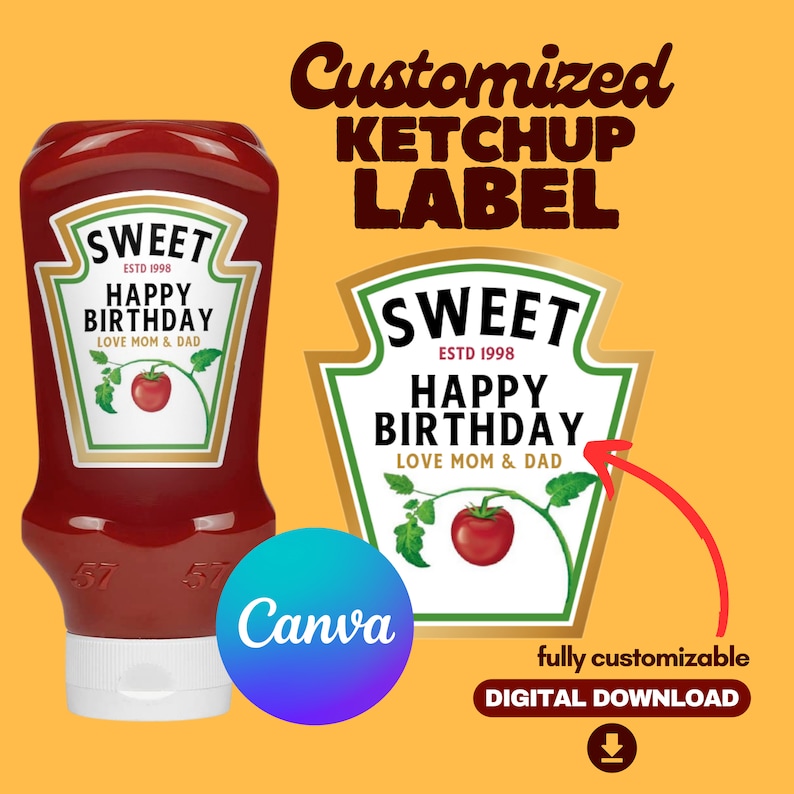 Printable Ketchup Label Custom Digital Download Groomsmen Gift ...