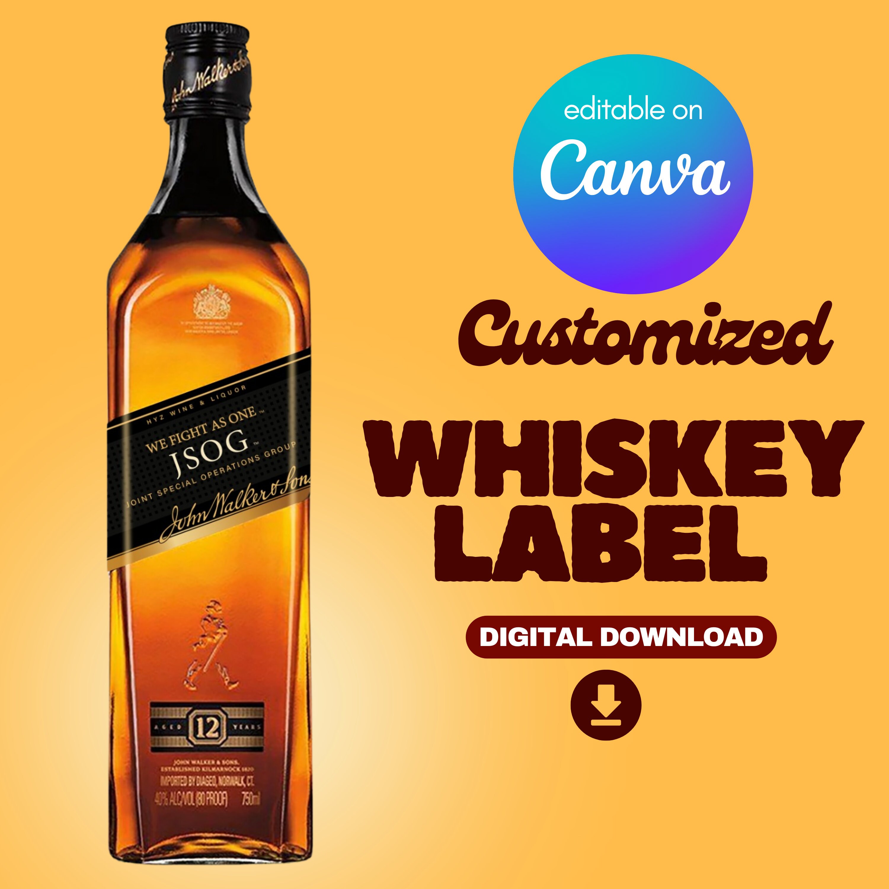 Printable Whiskey Label Custom Digital Download Groomsmen Gift ...