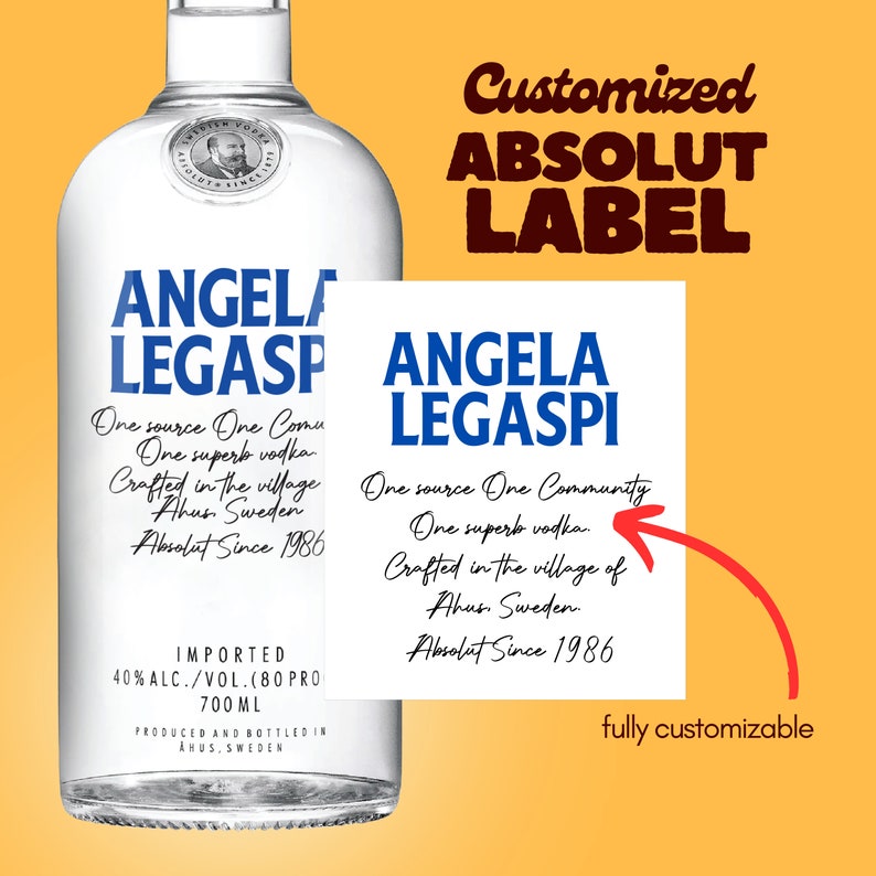 Printable Absolut Label Custom Digital Download Groomsmen Gift ...
