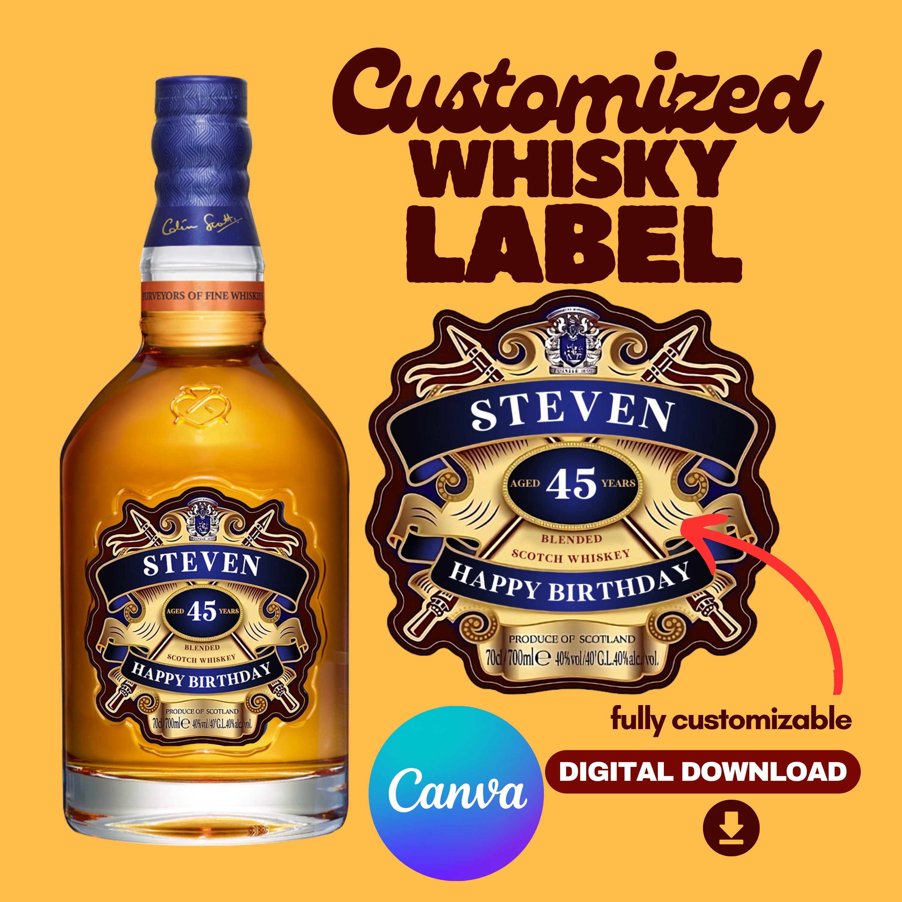 Printable Whiskey Label Custom Digital Download Groomsmen Gift ...