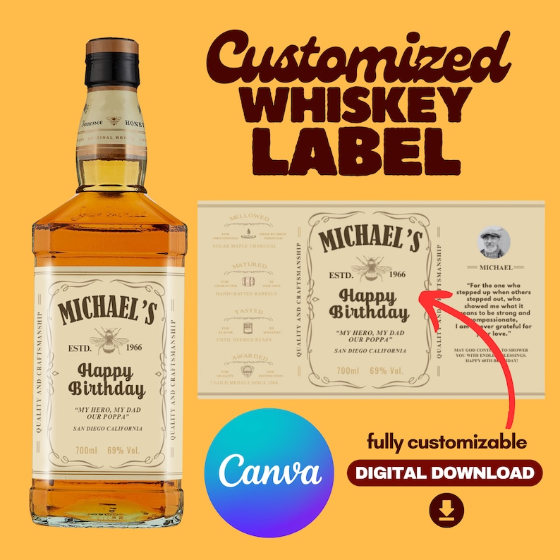 Printable Whiskey Label Custom Digital Download Groomsmen Gift ...
