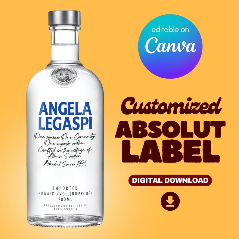 Printable Absolut Label Custom Digital Download Groomsmen Gift ...