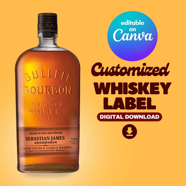 Printable Whiskey Label Custom Digital Download Groomsmen Gift ...