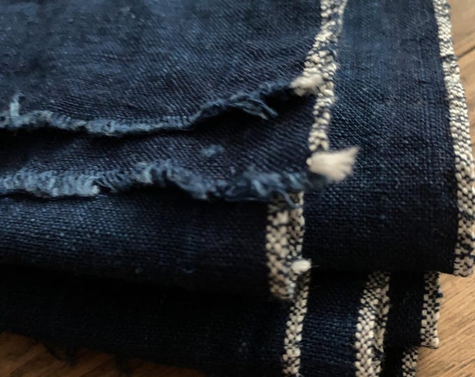 Vintage Japanese Boro Indigo Striped Old Cotton Fabric 65.3" A107_ - Etsy