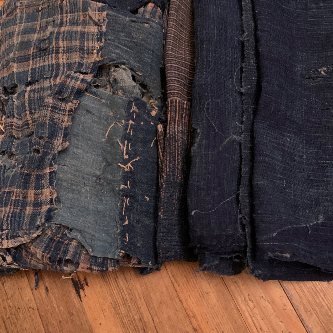 ANTIQUE Japanese INDIGO BORO Blue Craft Fabric/ 4 Pcs / HA713-1 - Etsy