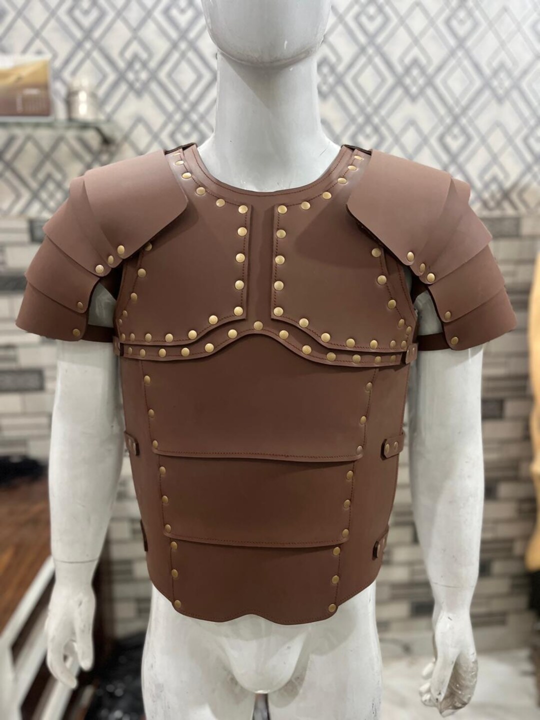 Greek Leather Armor Breastplate With Removable Spaulders - Medieval ...