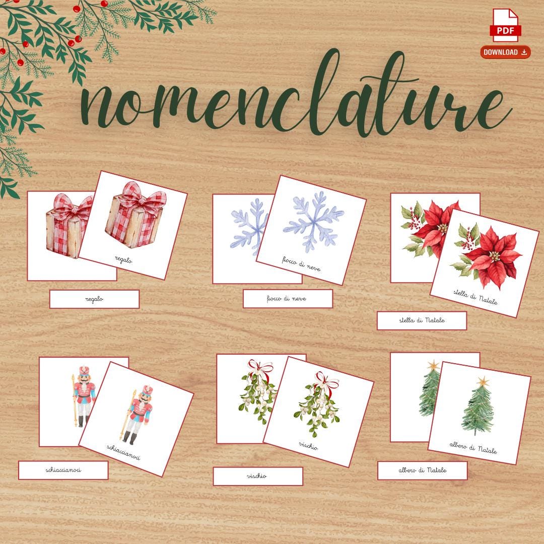 Montessori Nomenclature Cards - NOMENCLATURE Elements of Christmas ...