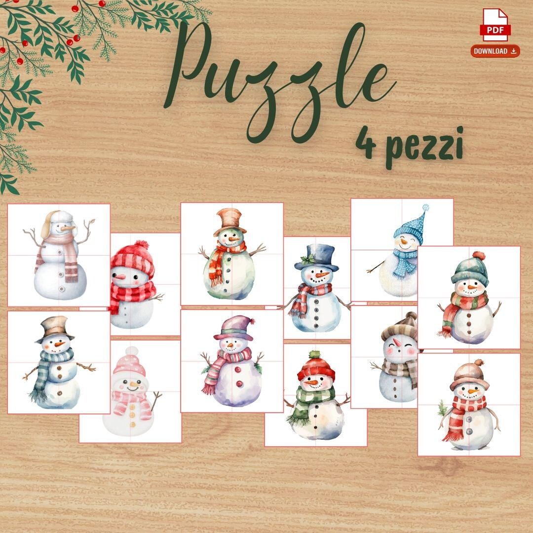 Montessori Nomenclature Cards PUZZLE for SYMMETRIES With Snowmen Game ...