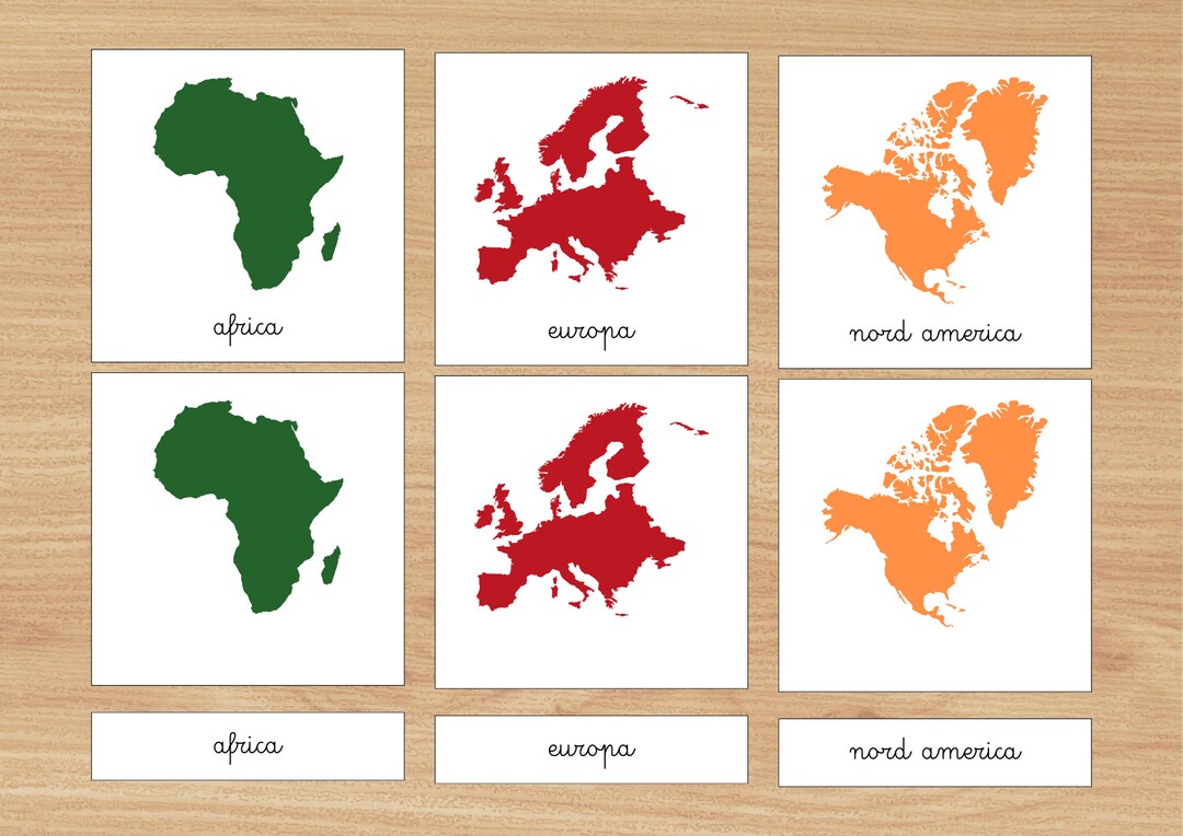 Nomenclatures of the Continents colors Consistent With the Montessori ...