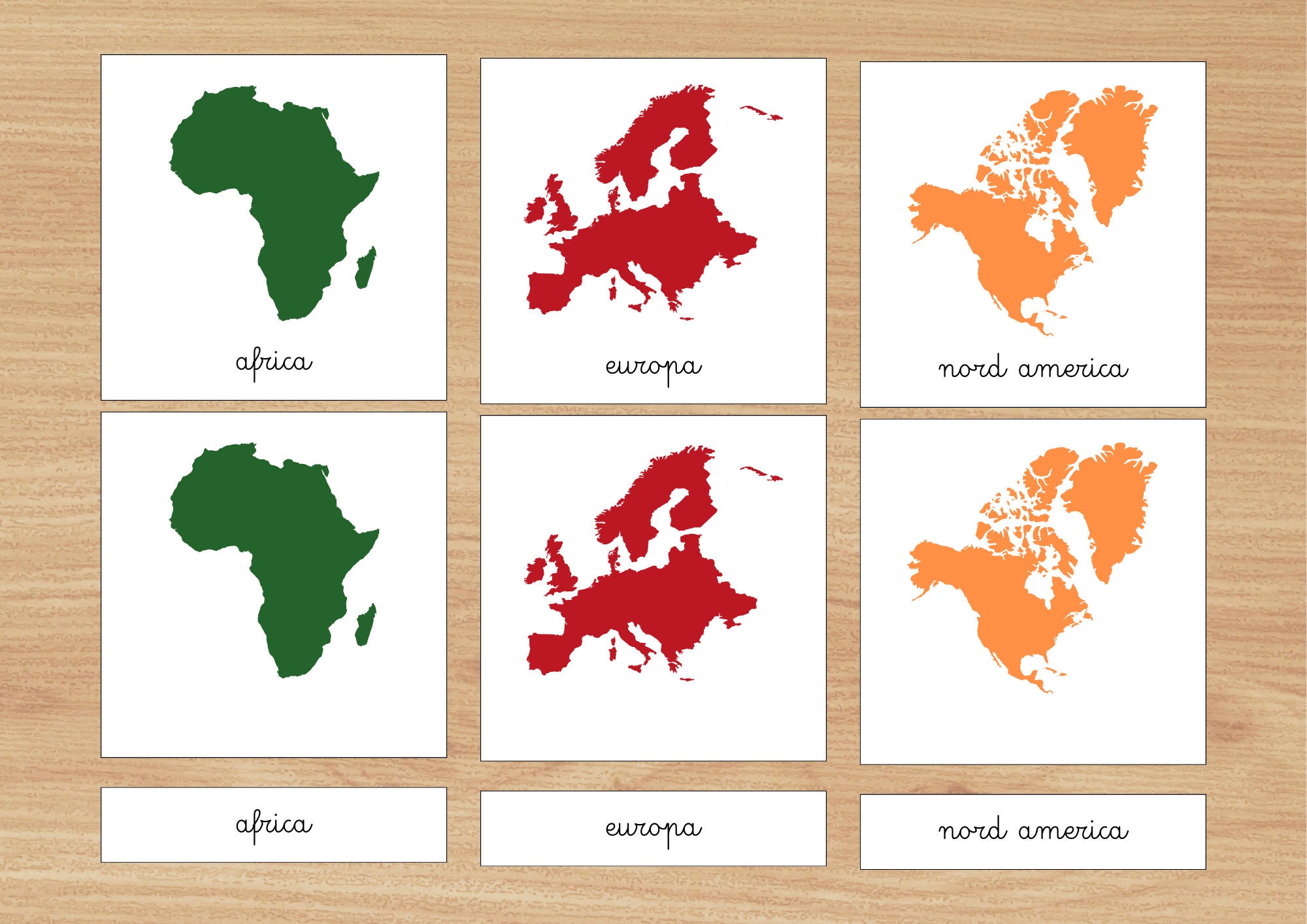 Nomenclatures of the Continents (colors Consistent With the Montessori ...