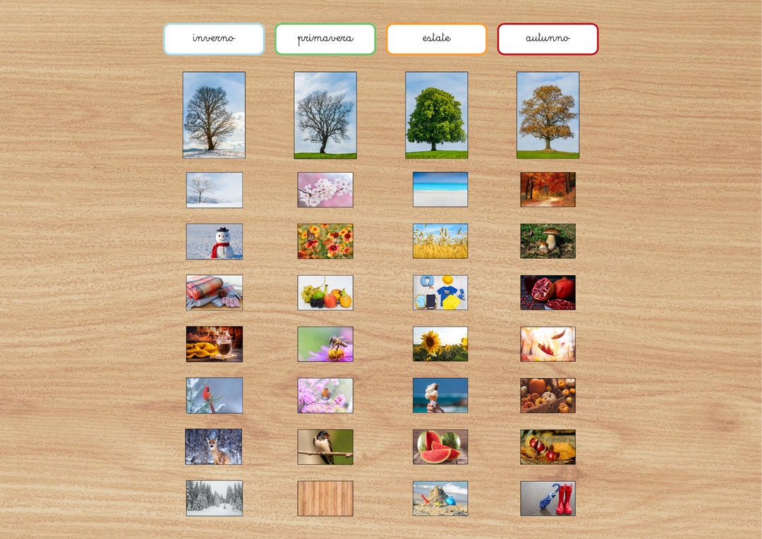 Montessori Seasons Cards High Quality Images Seasons Winter Autumn ...