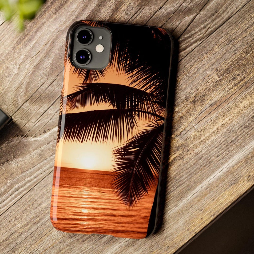 Tropical Beach Sunset Phone Case, iPhone Slim Cover, Summer Vacation ...