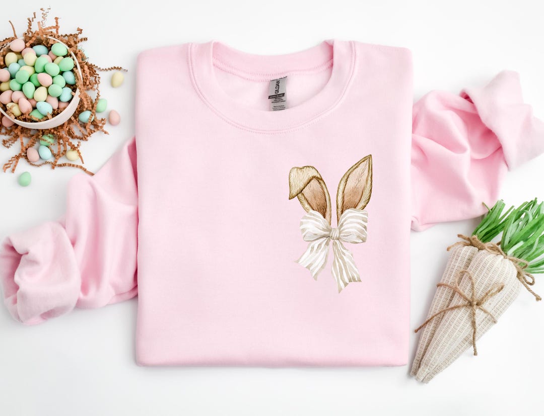 Easter Bunny Sweatshirt, Retro Easter Sweater, Coquette Bow Bunny ...