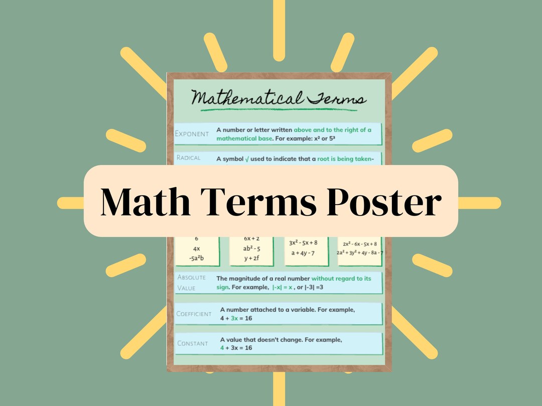 Math Terms Poster- Digital Download: Classroom Decoration and Study ...
