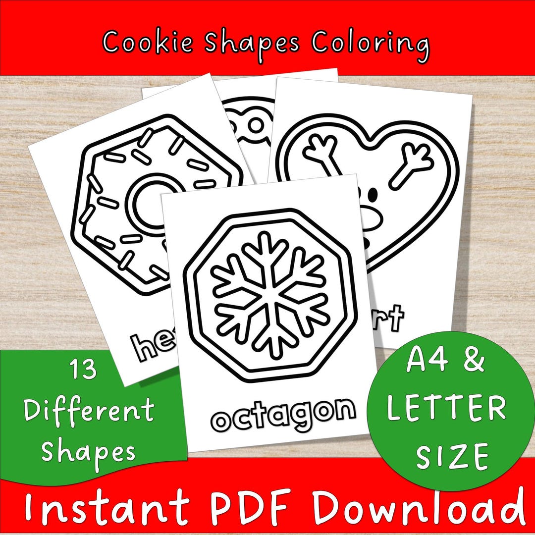 Christmas Cookie 2D Shapes Coloring Pages- Montessori Learning Teaching ...