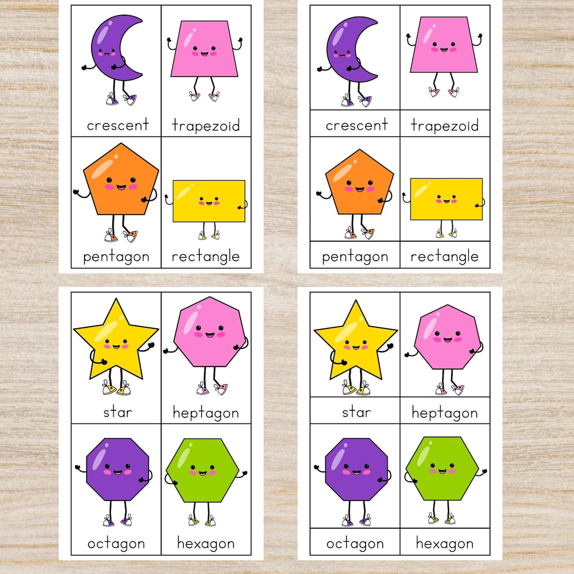 2D Shapes Flashcards: Montessori Learning Cards (PDF Download) - Etsy