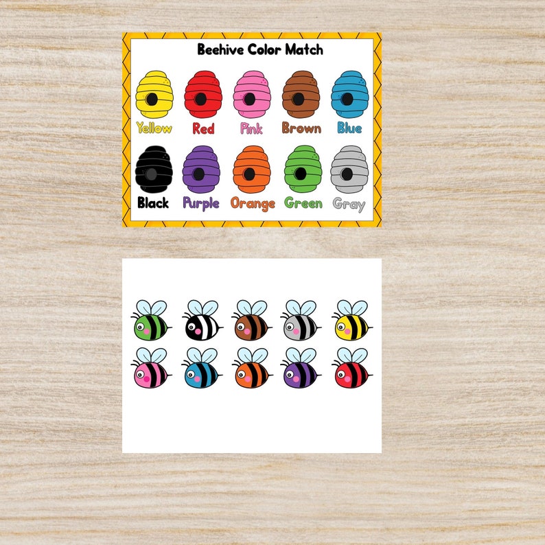 Beehive Bees Color Colour Match Game - Montessori Learning Teaching ...