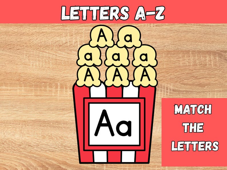 Alphabet Popcorn ABC Matching Game: Montessori Learning Printable ...