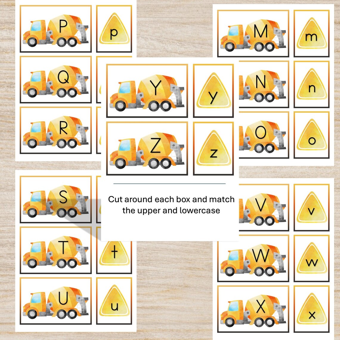 Construction Alphabet AZ Matching Game Montessori Learning Teaching ...