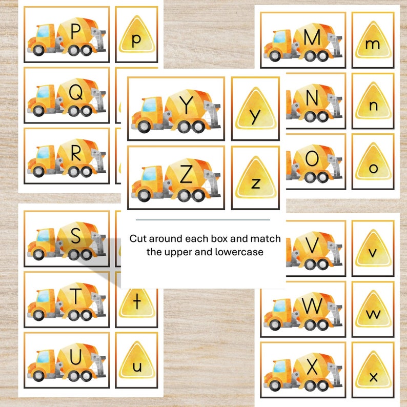 Construction Alphabet AZ Matching Game- Montessori Learning Teaching ...