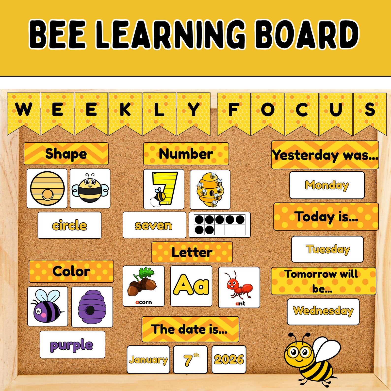 Bee Morning Board Printable | Preschool Daily Focus Board | Classroom ...