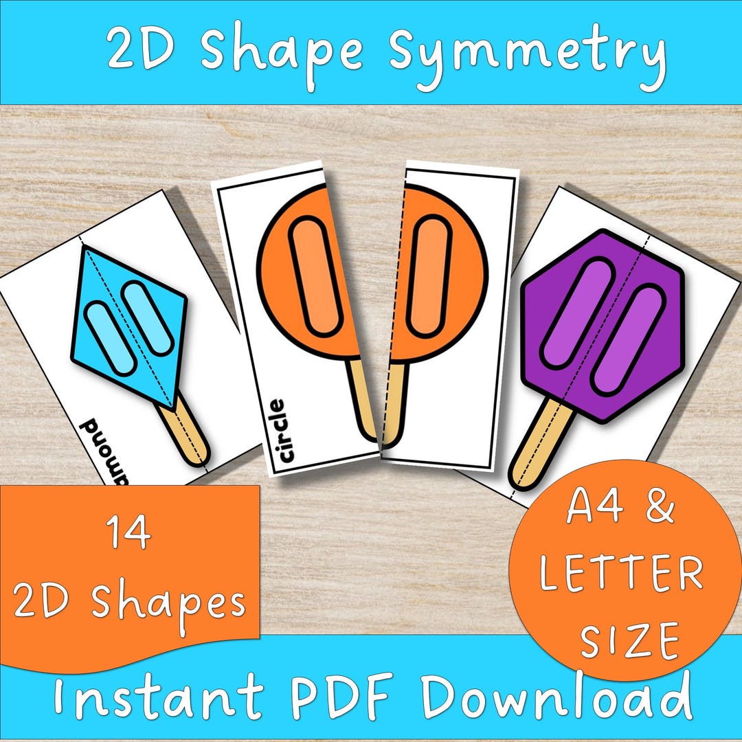 2D Shape Symmetry Cards: Montessori Learning Game (PDF Download) - Etsy