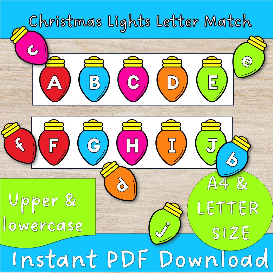 Christmas Lights Alphabet AZ Matching Game- Montessori Learning ...
