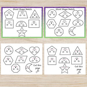 Matching Ghost 2D Shapes Halloween Math Activity - Montessori Learning ...