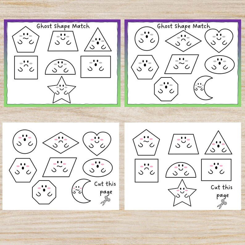 Matching Ghost 2D Shapes Halloween Math Activity - Montessori Learning ...