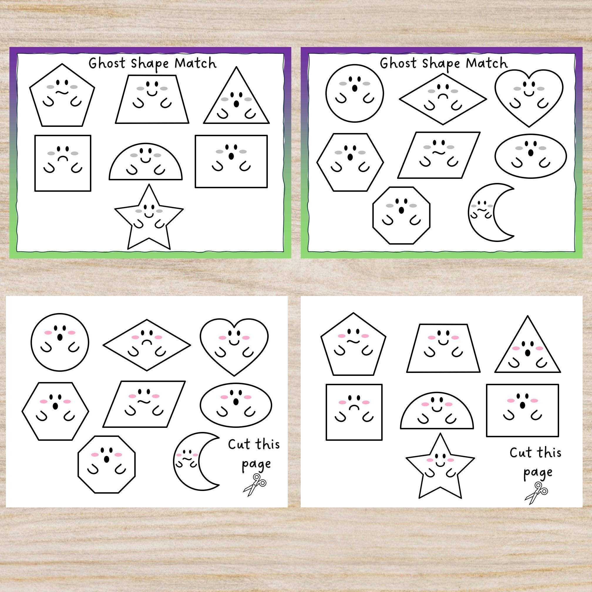 Matching Ghost 2D Shapes Halloween Math Activity Montessori Learning ...