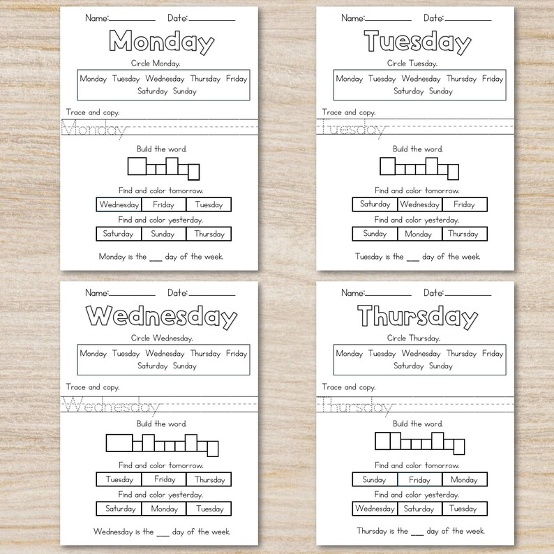 Days of the Week Printable Worksheets | Fun Learning Activity for Kids ...