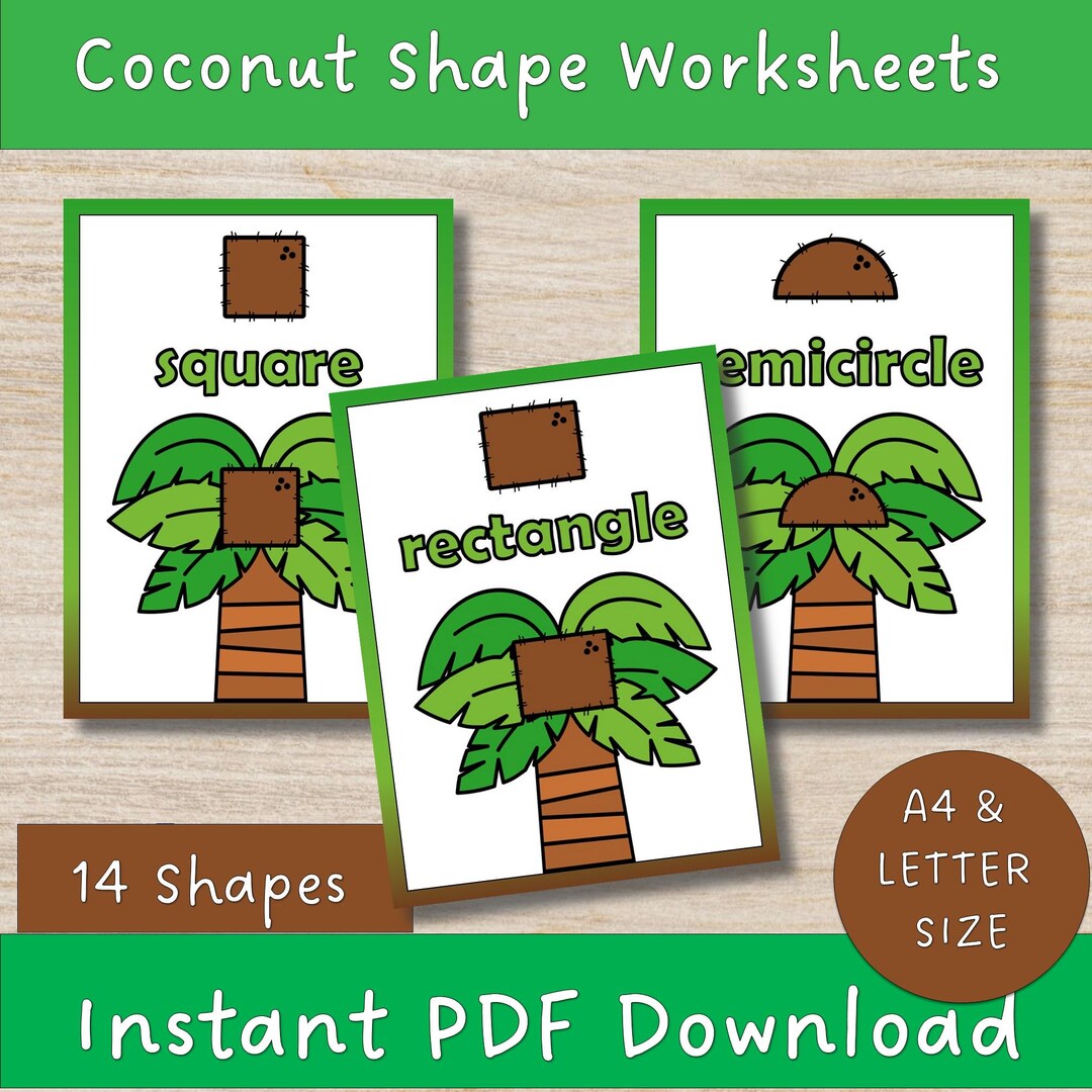 Coconut 2D Shapes Poster Display Montessori Learning Teaching Math ...