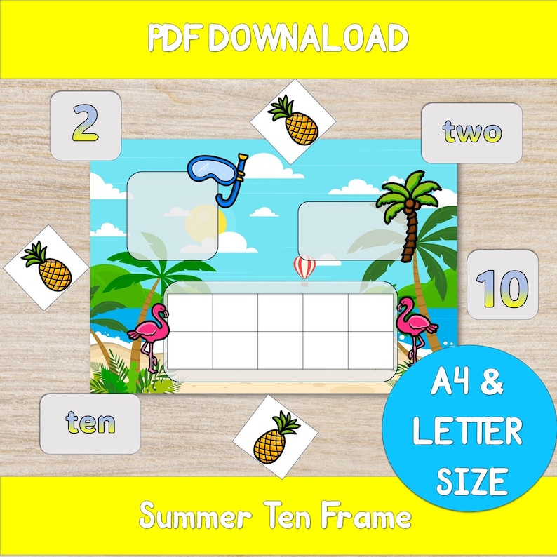Summer Beach Maths Ten Frame Game - Montessori Learning Teaching ...
