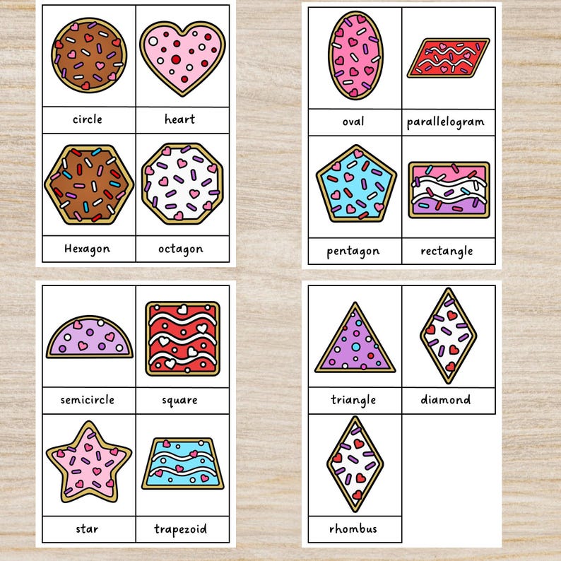 Valentines Shapes Flashcards: Montessori Learning Resource (PDF ...