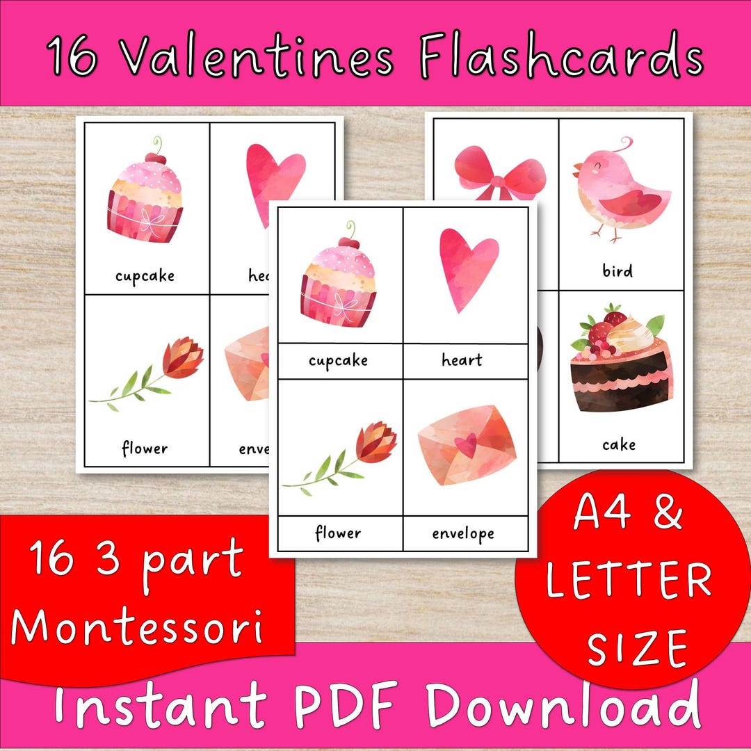 Valentines Flashcards: Montessori Vocabulary Building (PDF Download) - Etsy