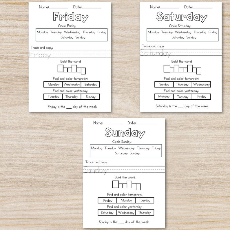 Days of the Week Printable Worksheets | Fun Learning Activity for Kids ...