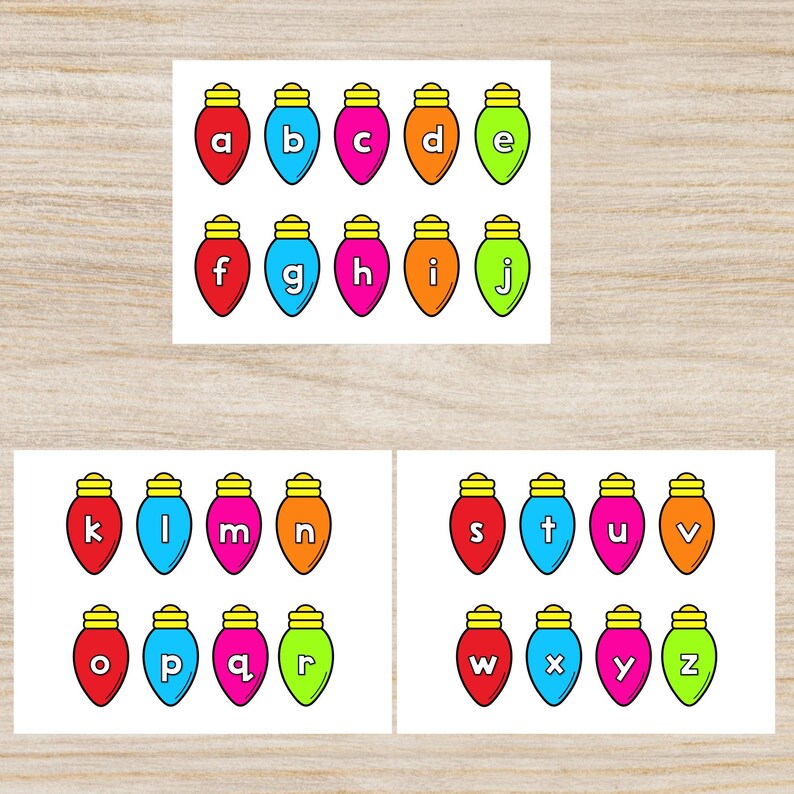 Christmas Lights Alphabet Matching Game: Montessori Learning (PDF ...