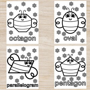 Bee Theme 2D Shapes Coloring Pages - Montessori Learning Teaching ...