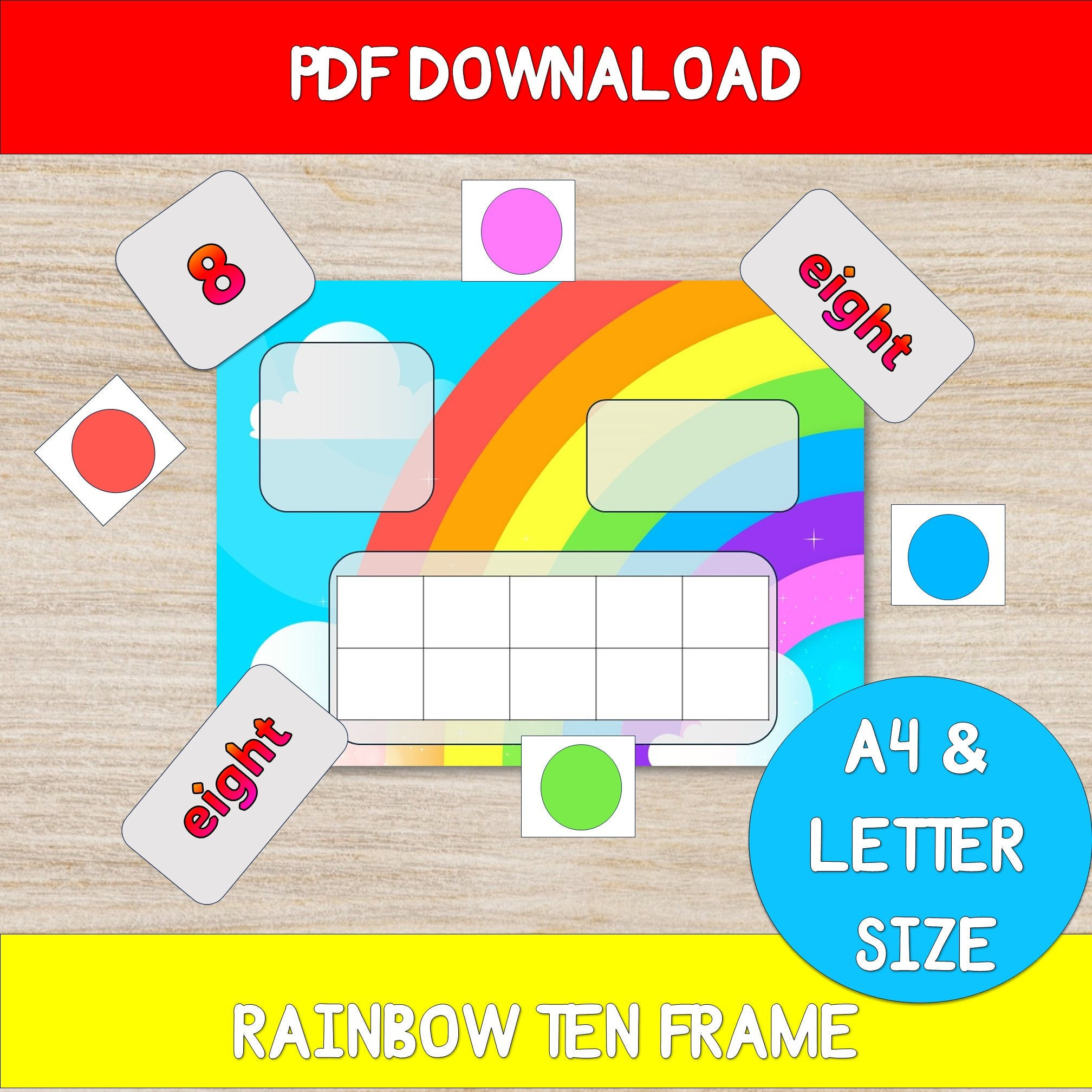 Rainbow Maths Ten Frame Game: Montessori Learning Resource (PDF ...