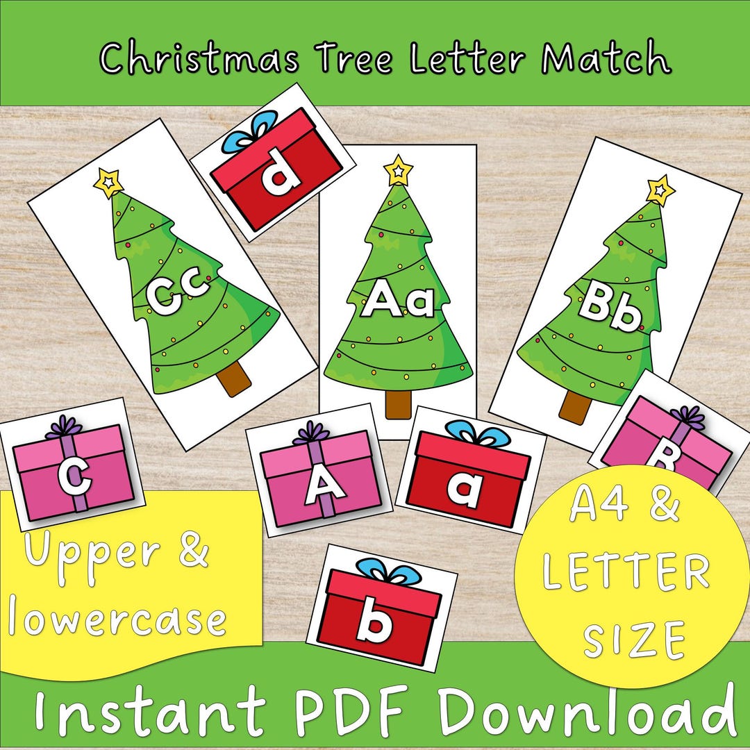 Christmas Tree Alphabet AZ Matching Game- Montessori Learning Teaching ...