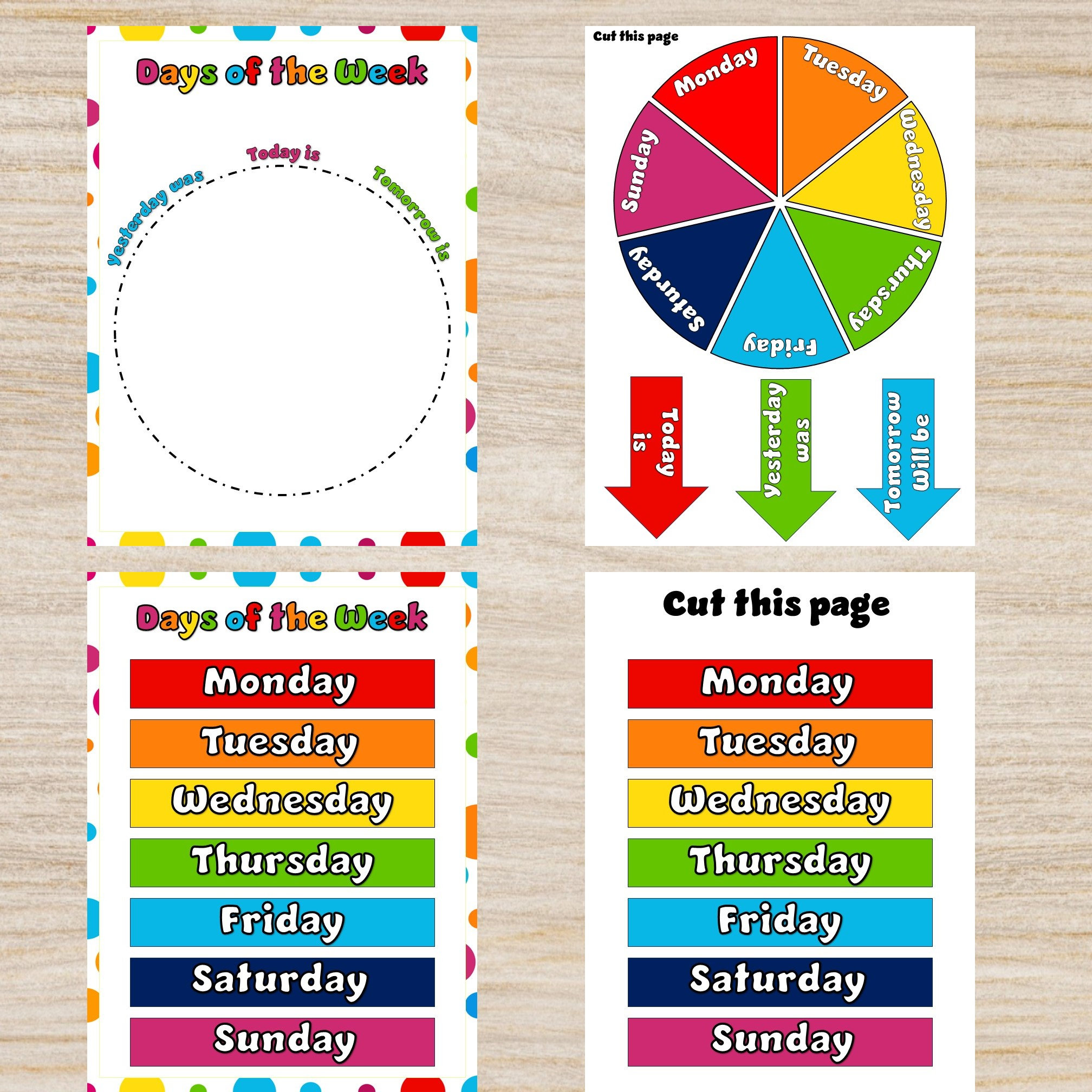 Days of the Week Learning Bundle: Montessori Vocabulary (PDF Download ...