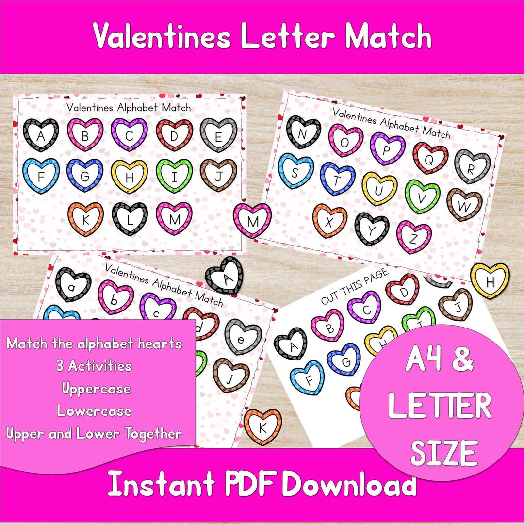 Alphabet AZ Heart Matching Game - Montessori Learning Teaching ...