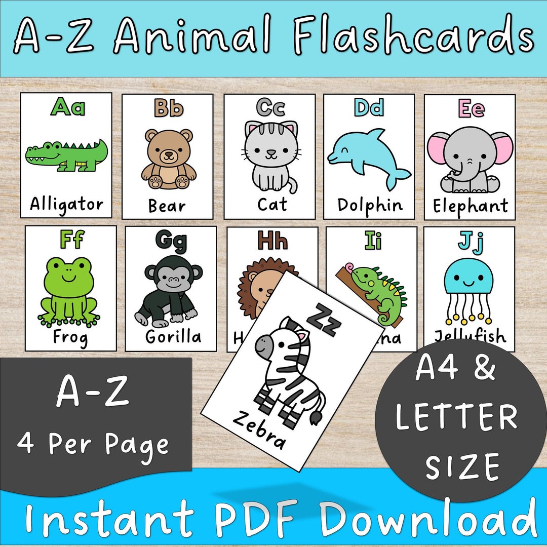 Animal Alphabet Flashcards: Montessori Learning Resource (PDF Download ...