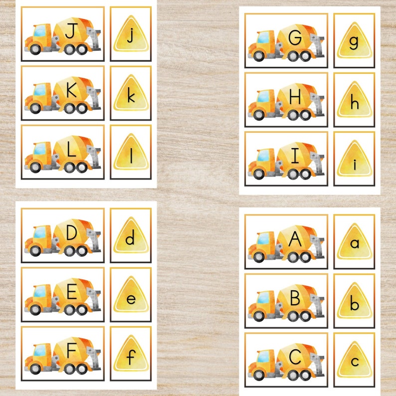 Construction Alphabet AZ Matching Game Montessori Learning Teaching ...