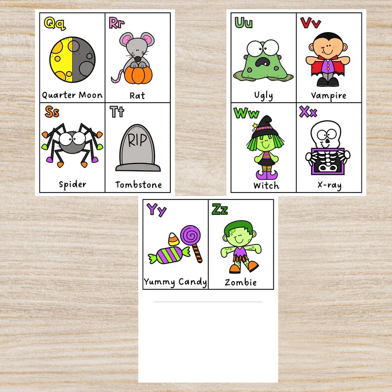 Halloween Alphabet Flashcards: Montessori Learning Resource (PDF ...
